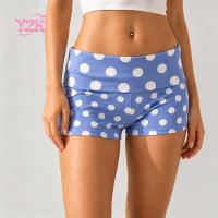 China Custom Women High Waist Fold Over Polka Dot Yoga Shorts Stretchy Spandex Fitted Gym Workout Fitness Running Activewear Bottoms for sale