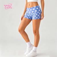 China Custom Women High Waist Fold Over Polka Dot Yoga Shorts Stretchy Spandex Fitted Gym Workout Fitness Running Activewear Bottoms for sale
