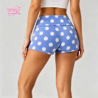China Custom Women High Waist Fold Over Polka Dot Yoga Shorts Stretchy Spandex Fitted Gym Workout Fitness Running Activewear Bottoms for sale