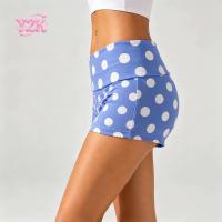 China Custom Women High Waist Fold Over Polka Dot Yoga Shorts Stretchy Spandex Fitted Gym Workout Fitness Running Activewear Bottoms for sale