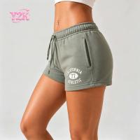China Custom Women High Waist Drawstring Sweat Shorts Embroidered Letter Cotton Fleece Casual Lounge Summer Gym Workout Athletic Bottoms for sale