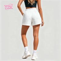 China Custom Women High Waist Textured Jacquard Shorts Geometric Embossed Cotton Terry Loose Casual Lounge Summer Beach Athletic Bottoms for sale