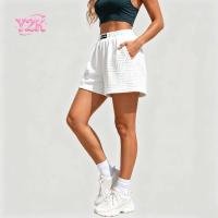 China Custom Women High Waist Textured Jacquard Shorts Geometric Embossed Cotton Terry Loose Casual Lounge Summer Beach Athletic Bottoms for sale