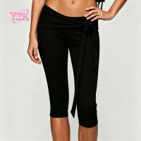 China Custom Women Low Rise Wrap Tie Capri Pants Stretchy Fitted Cropped Trousers Y2K Casual Lounge Summer Slim Leg Fashion Bottoms for sale