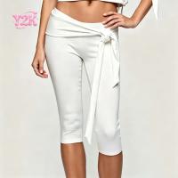 China Custom Women Low Rise Wrap Tie Capri Pants Stretchy Fitted Cropped Trousers Y2K Casual Lounge Summer Slim Leg Fashion Bottoms for sale