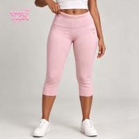China Custom Women Fold Over Waist Capri Leggings Stretch Polyester Ribbed Waistband Slim Fit Yoga Casual Lounge Cropped Fitness Pants for sale