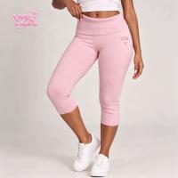 China Custom Women Fold Over Waist Capri Leggings Stretch Polyester Ribbed Waistband Slim Fit Yoga Casual Lounge Cropped Fitness Pants for sale