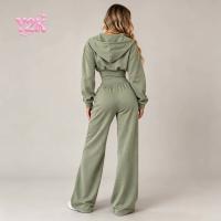 China Custom Women Tracksuit Corset Zip Hoodie Pointed Hem Wide Leg Sweatpants Cotton Fleece Y2K Casual Lounge Streetwear Two Piece Set for sale