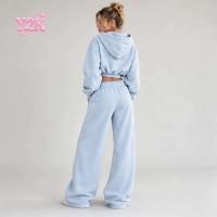 China Custom Women Oversized Tracksuit Embroidered Pullover Hoodie Wide Leg Sweatpants Cotton Fleece Lounge Streetwear Two Piece Set for sale