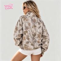 China Custom Women Camouflage Half Zip Mock Neck Fleece Sweatshirt for sale