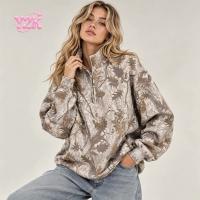 China Custom Women Camouflage Half Zip Mock Neck Fleece Sweatshirt for sale