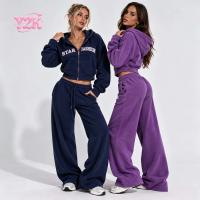 China Custom Women Graphic Zip Hoodie Sweatpants Two Piece Set for sale