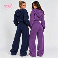 China Custom Women Graphic Zip Hoodie Sweatpants Two Piece Set for sale
