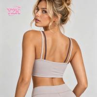 China Women's Double Layer Contrast Strap Supportive Sports Bra for sale