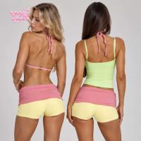 China Women's Beaded Strap Tank Foldover Shorts Two Piece Set for sale