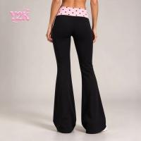 China Women's Heart Print Foldover Waist Flared Yoga Lounge Pants for sale