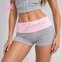 China Women's Rhinestone Foldover Waist Y2K Micro Lounge Shorts for sale