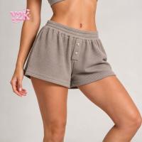China Women's Waffle Knit Button Front Elastic Waist Lounge Shorts for sale