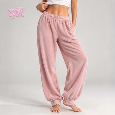 China Women's Terry Towel Elastic Waist Relaxed Jogger Lounge Pants for sale