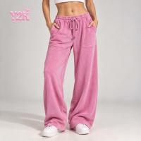 China Women's Washed Drawstring Wide Leg Patch Pocket Lounge Pants for sale