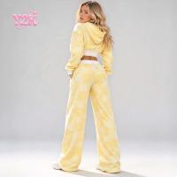 China Women's Tie Dye Cropped Hoodie Wide Leg Pants Two Piece Set for sale