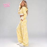China Women's Tie Dye Cropped Hoodie Wide Leg Pants Two Piece Set for sale