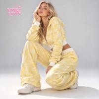 China Women's Tie Dye Cropped Hoodie Wide Leg Pants Two Piece Set for sale