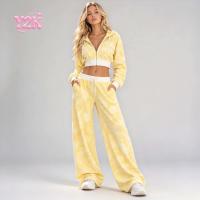 China Women's Tie Dye Cropped Hoodie Wide Leg Pants Two Piece Set for sale