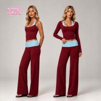China Women's Layered Crop Tops Wide Leg Pants Three Piece Set for sale