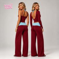 China Women's Layered Crop Tops Wide Leg Pants Three Piece Set for sale