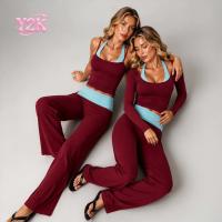 China Women's Layered Crop Tops Wide Leg Pants Three Piece Set for sale