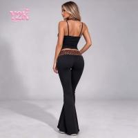 China Women's Leopard Print Halter Tank Top Fold Over Waist Flared Pants Two Piece Set for sale