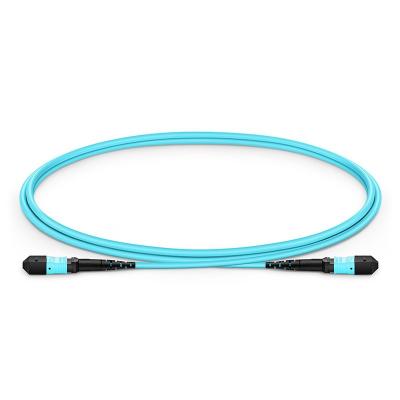 China 1m MPO Female to MPO Female OM3 Multimode Trunk Cable 12 Fiber OFNP Plenum Rated for 40G/100G Ethernet for sale