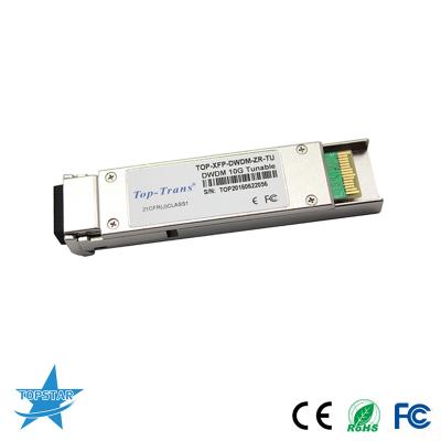 China 50GHz DWDM SFP+ Transceiver Tunable 10GBASE-ZR 80km Optical Fiber Module with 3.3V Power for sale