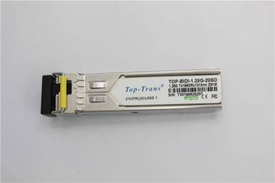China Toptrans BIDI 1.25G SFP Optical Transceiver 1310nm/1550nm 25Km with 3.3V Power Supply for sale