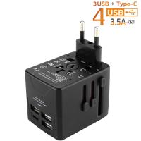 China Convenient Universal Plug Adapter Rated Voltage 100-240V AC 4 USB Type-C Ports HHT520 for sale