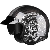 China 600T Carbon Fiber 3/4 Half Helmet for Grown Men M/L/XL/XXL Vintage Harley Motorcycle for sale