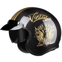 China 600T Carbon Fiber 3/4 Half Helmet for Grown Men M/L/XL/XXL Vintage Harley Motorcycle for sale