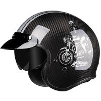 China 600T Carbon Fiber 3/4 Half Helmet for Grown Men M/L/XL/XXL Vintage Harley Motorcycle for sale