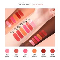 China 6 Color Face Blush Palette Waterproof Single Cute Pink Liquid Blush Palette for sale
