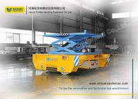 China Industrial Scissor Lift rail transfer cart Driveable Industrial Transfer Trolley with Battery for sale