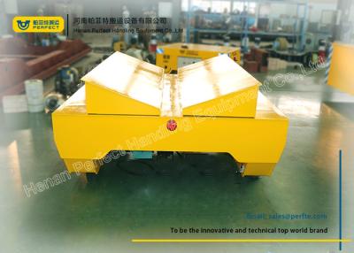 China Coils Handling Rail Transfer Trolley / Motorized Rail Cart For Steel Factory for sale