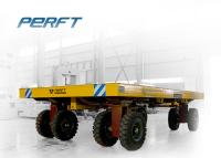 China Hinge Joint Yellow Industrial Transfer Trolleys with V-U Shape for Coils for sale