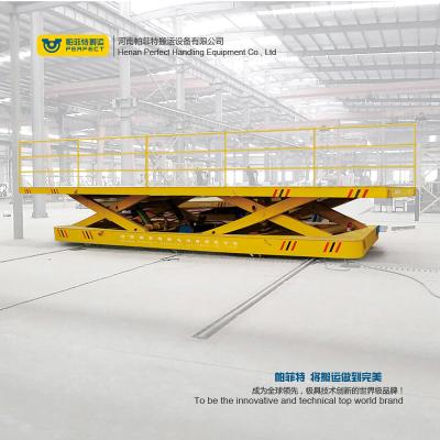 China material handling lifting trolley with scissor lifting table transfer carriage for sale
