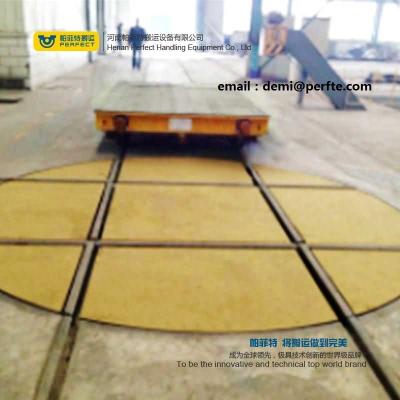 China high quality transfer flat cart with turntable on rails for transport large goods for sale