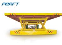 China scissor hydraulic lifting electric rail transfer cart for warehouse material handling for sale