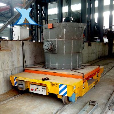 China High Temperature Iron Ladle Transfer Cart On Rail Industrial Battery Powered Heavy Duty for sale