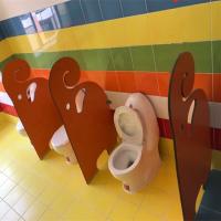 China Custom Size Kids Toilet Partition HPL Moisture Resistant Durable Kindergarten Bathroom Divider for sale