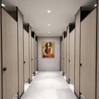 China HPL Waterproof Commercial Restroom Partitions 18mm Antibacterial Easy Clean Public Toilet for sale