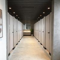 China Compact HPL Anti Bet Toilet Partition 18mm Waterproof Cubicle with 304 Stainless Steel Hardware for sale